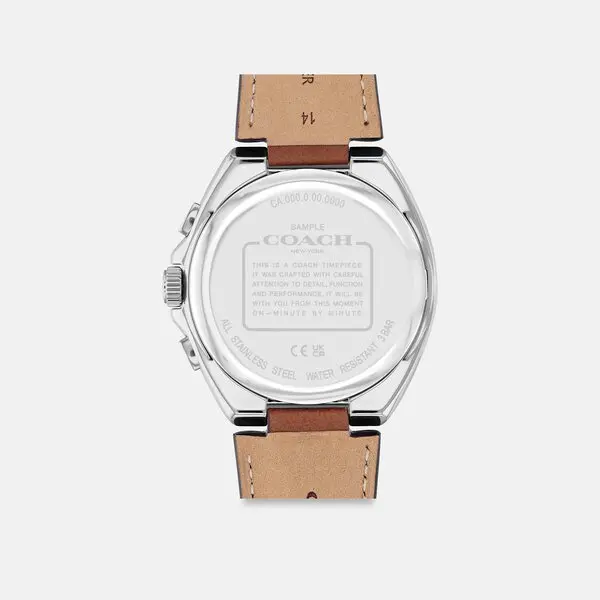 COACH OUTLET Coach Jackson Chronograph Watch With Leather Strap - Saddle