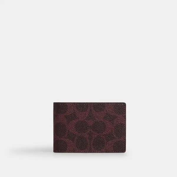 COACH OUTLET Compact Billfold Wallet In Signature Canvas - Black Currant