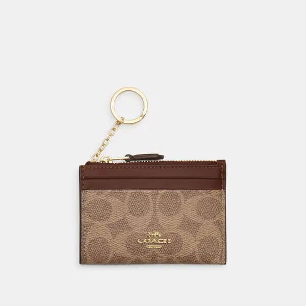 COACH OUTLET Mini Skinny Id Case In Signature Canvas - Gold/tan/brown