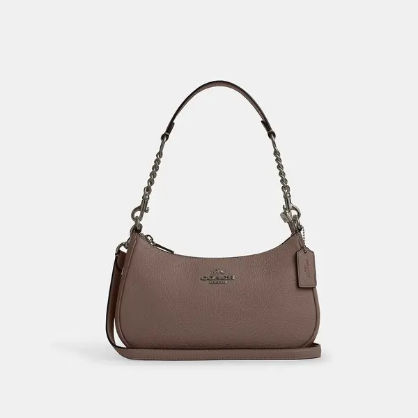 COACH OUTLET Teri Shoulder Bag In Refined Pebble Leather - Gunmetal/dark Stone