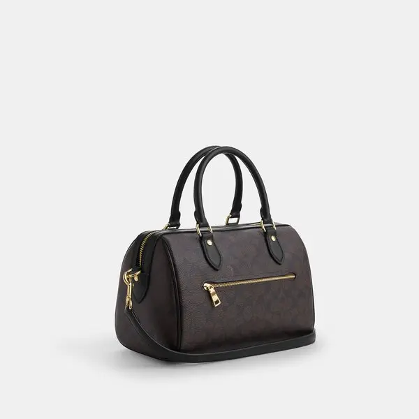 COACH OUTLET Rowan Satchel Bag In Signature Canvas - Gold/walnut/black