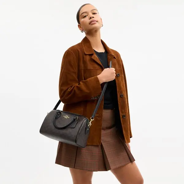 COACH OUTLET Rowan Satchel Bag In Signature Canvas - Gold/walnut/black