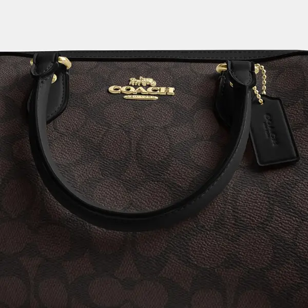 COACH OUTLET Rowan Satchel Bag In Signature Canvas - Gold/walnut/black