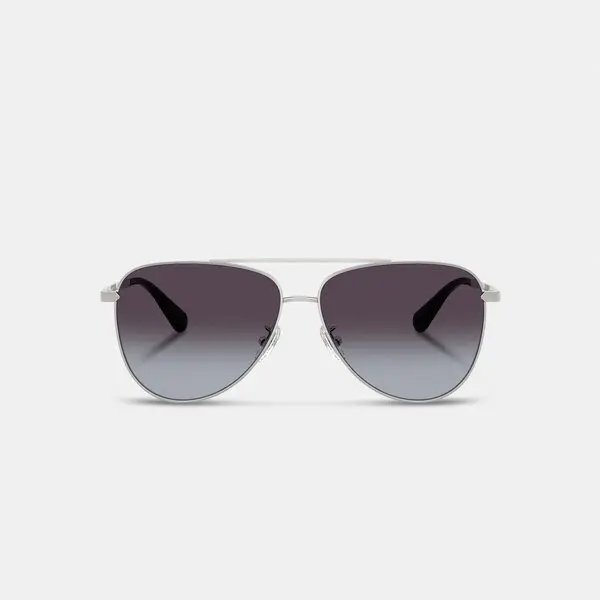 COACH OUTLET Coach C Hardware Metal Pilot Sunglasses - Silver/grey Gradient