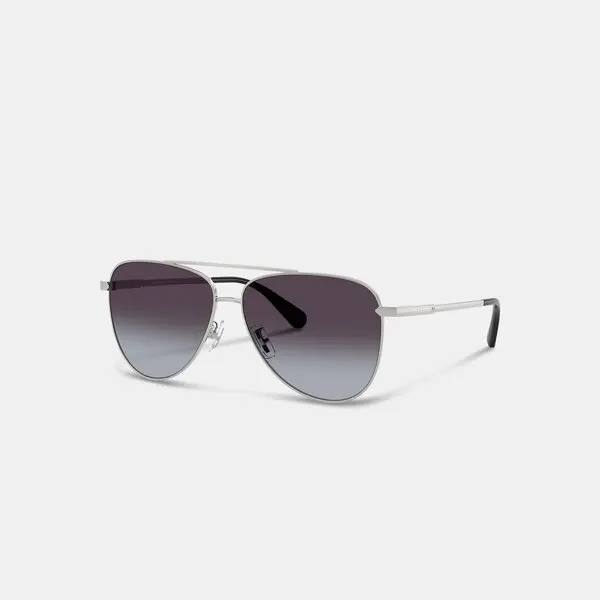 COACH OUTLET C Hardware Metal Pilot Sunglasses - Silver/grey Gradient