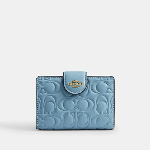 COACH OUTLET Medium Corner Zip Wallet In Signature Leather - Gold/azure
