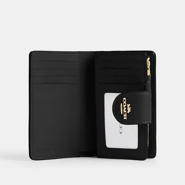 COACH OUTLET Medium Corner Zip Wallet In Signature Canvas - Gold/tan/black