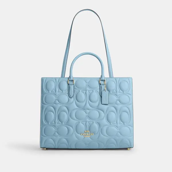 COACH OUTLET Maggie Tote Bag In Signature Leather - Gold/azure