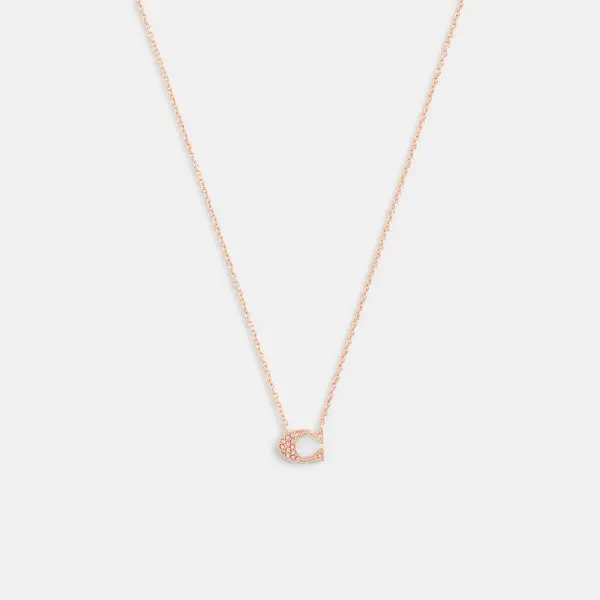 COACH OUTLET Coach Signature Pave Necklace - Rose Gold