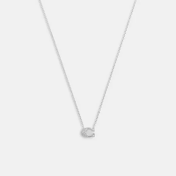 COACH OUTLET Pavé Signature Necklace - Silver