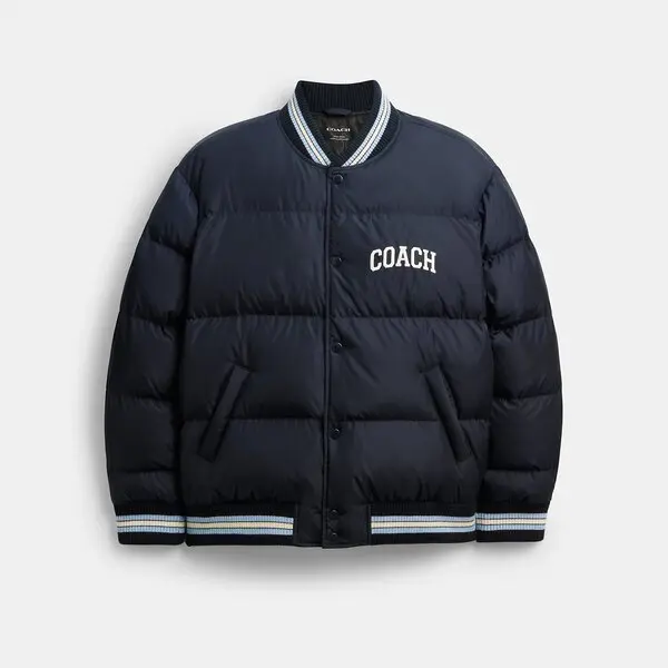 COACH OUTLET Coach Varsity Down Jacket In Recycled Polyester - Navy
