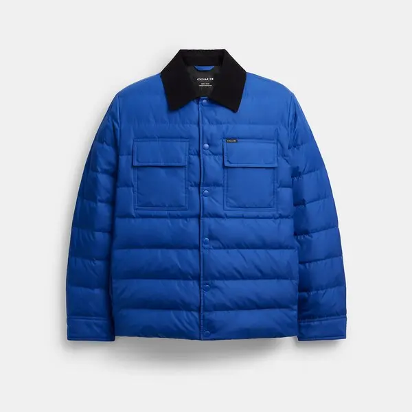 COACH OUTLET Coach Lightweight Down Shirt Jacket In Recycled Polyester - Blue