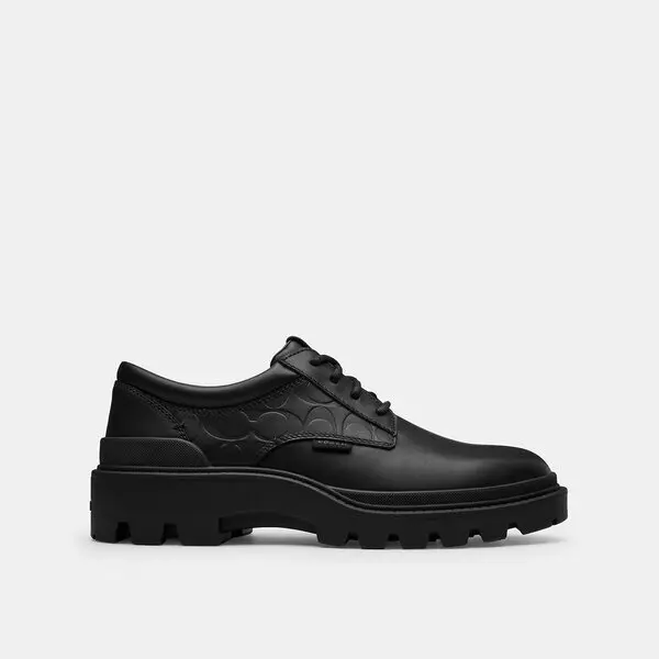 COACH OUTLET Coach Cameron Derby Shoes In Signature Leather - Black