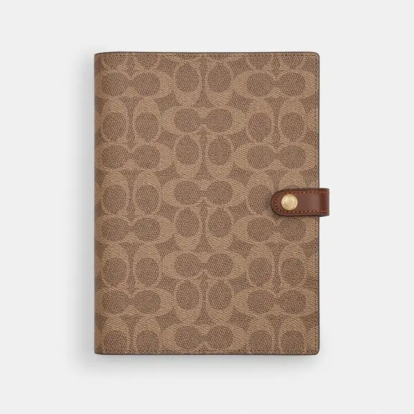 COACH OUTLET Notebook In Signature Canvas - Gold/tan/brown