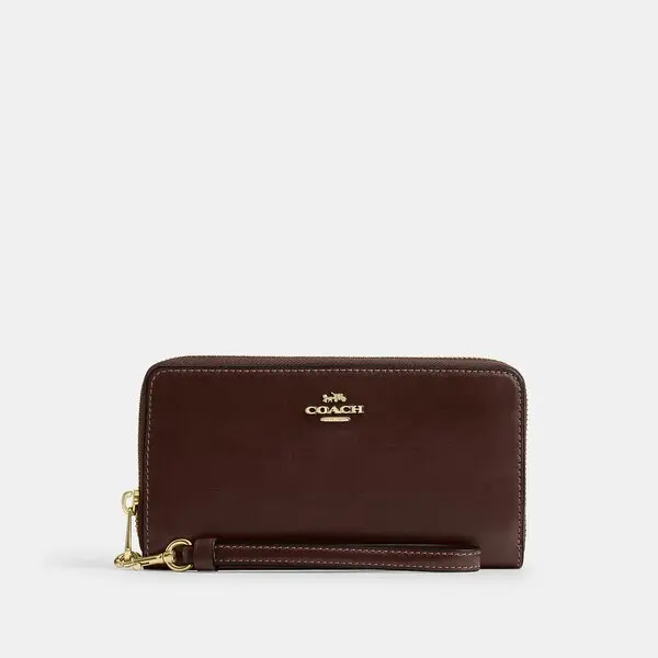COACH OUTLET Long Zip Around Wallet - Gold/maple