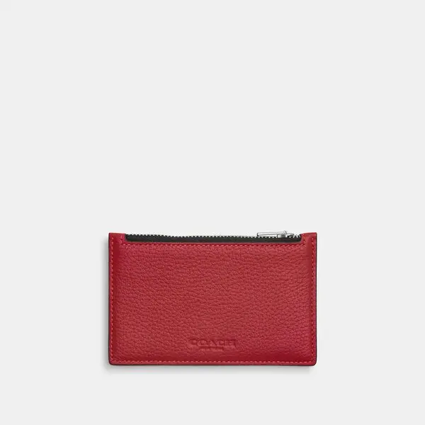 COACH OUTLET Zip Card Case - Silver/true Red