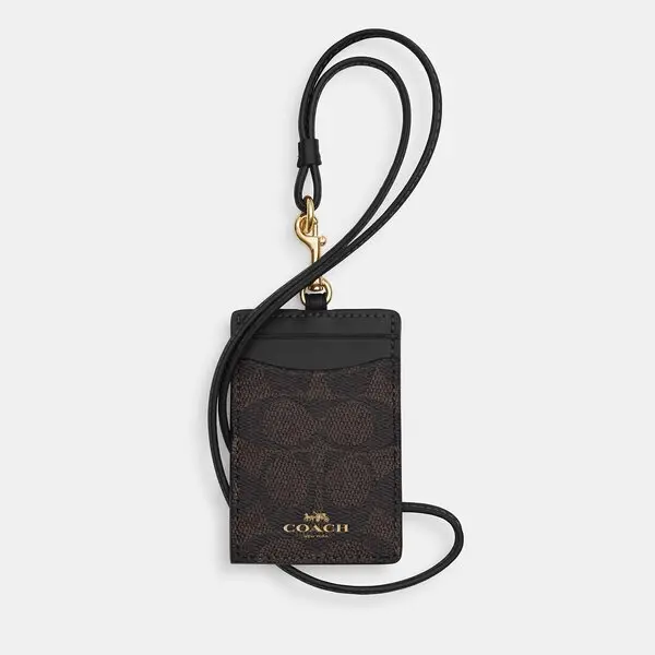 COACH OUTLET Signature Canvas Id Lanyard - Gold/walnut/black