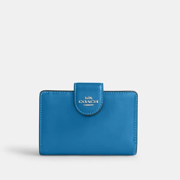 COACH OUTLET Medium Corner Zip Wallet - Silver/blue Jay