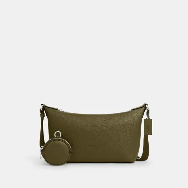 COACH OUTLET Small Crossbody Bag With Removable Pouch In Refined Pebble Leather - Silver/olive