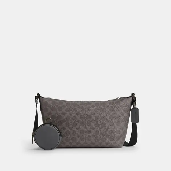 COACH OUTLET Coach Signature Canvas Crossbody Bag With Removable Pouch - Gunmetal/grey/charcoal