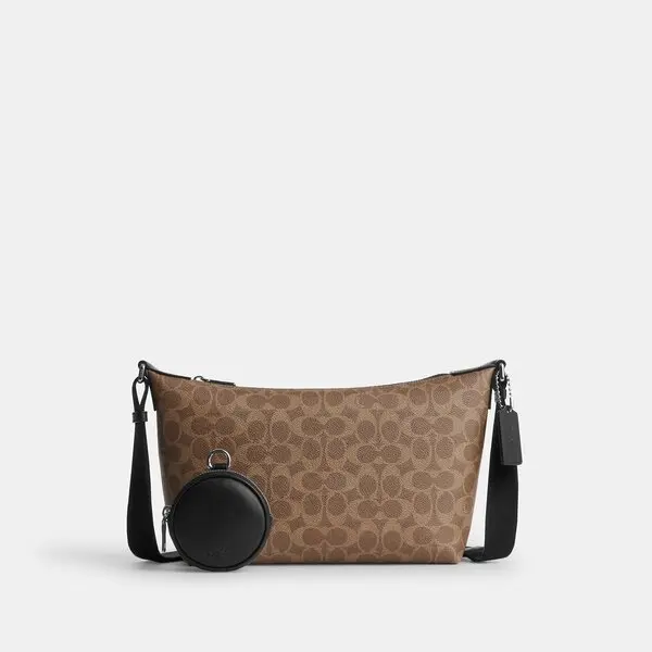 COACH OUTLET Coach Signature Canvas Small Finn Crossbody Bag With Pouch - Silver/tan Black