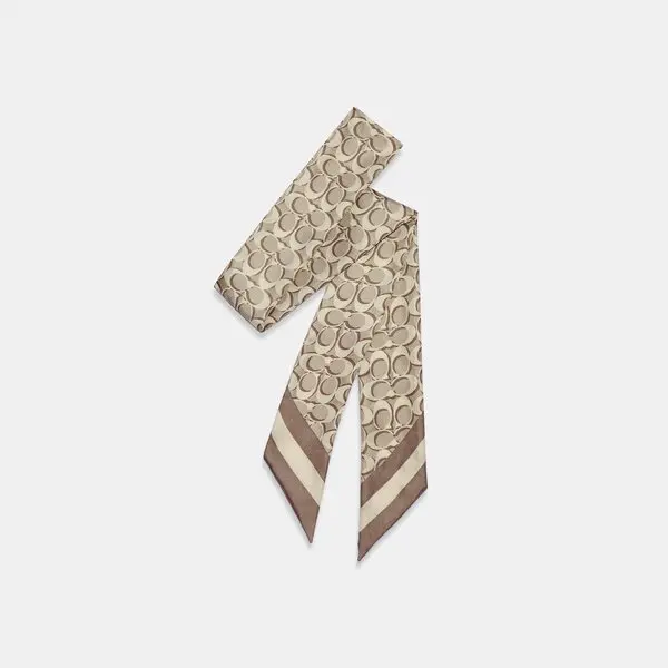COACH OUTLET Signature Print Silk Skinny Scarf - Bone