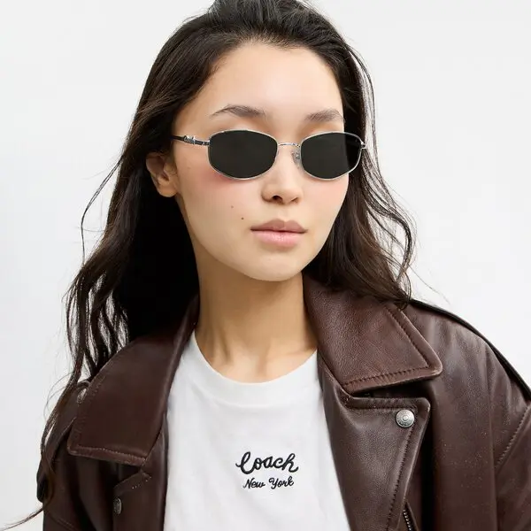 COACH OUTLET Coach Script Metal Sunglasses - Shiny Silver