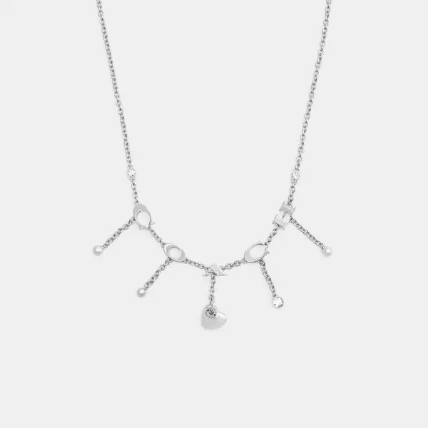 COACH OUTLET Coach Open Circle Heart Charm Necklace - Silver