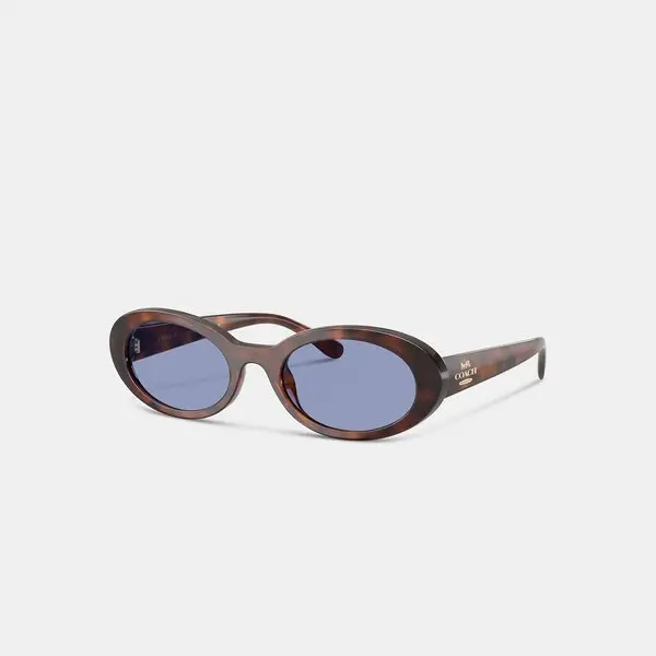 COACH OUTLET Oval Sunglasses - Dark Tortoise W/blue