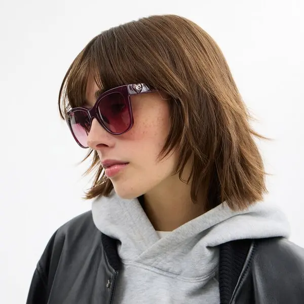 COACH OUTLET Coach Signature Heart Oversized Square Sunglasses - Wine