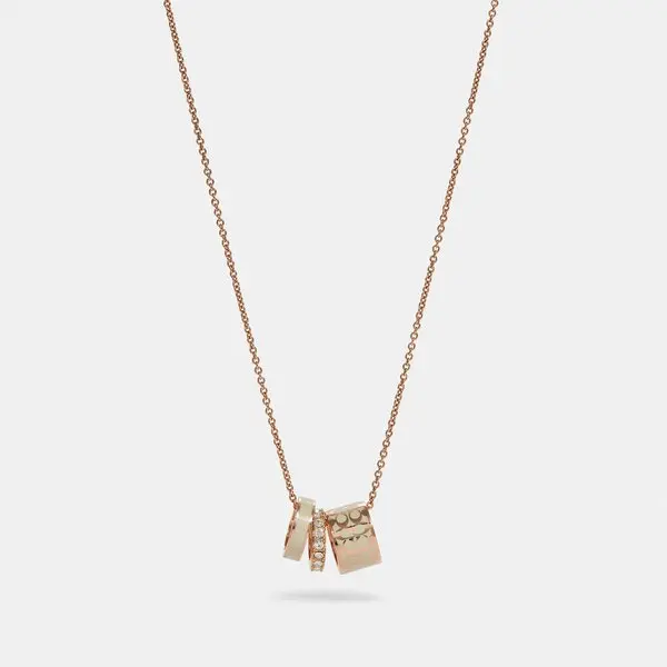 COACH OUTLET Signature Enamel Necklace - Rose Gold/chalk