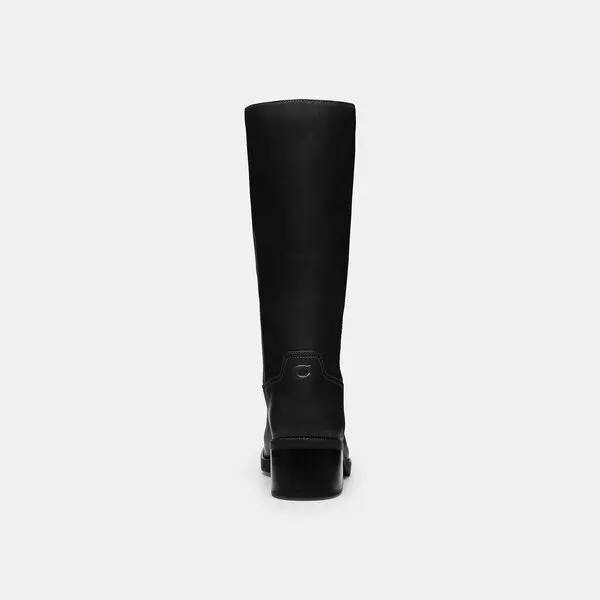 COACH OUTLET Tall Leather Block Heel Boots - Black
