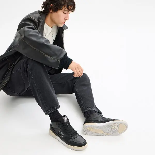COACH OUTLET Coach Soho Mid Top Sneakers In Signature Canvas - Charcoal/black