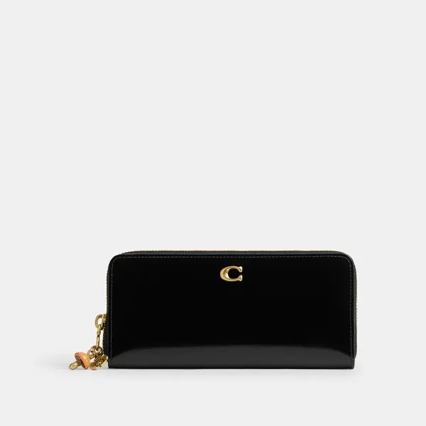 COACH OUTLET Essential Slim Accordion Zip Wallet With Charms - Brass/black