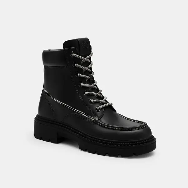 COACH OUTLET Lace Up Lug Sole Boots - Black