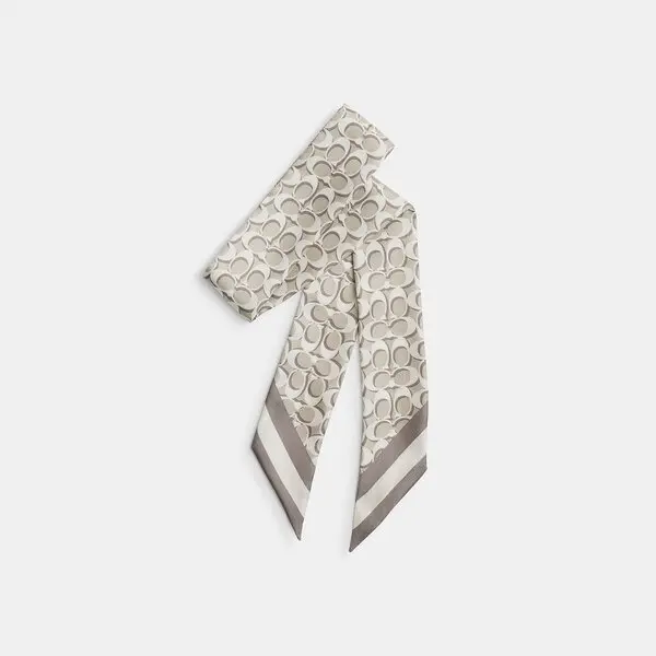 COACH OUTLET Coach Signature Silk Skinny Scarf - Bone