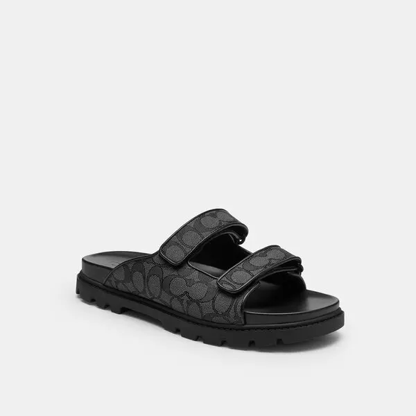 COACH OUTLET Coach Signature Jacquard Double Band Sandal - Charcoal/black