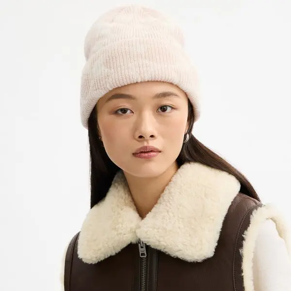 COACH OUTLET Signature Knit Beanie - Chalk