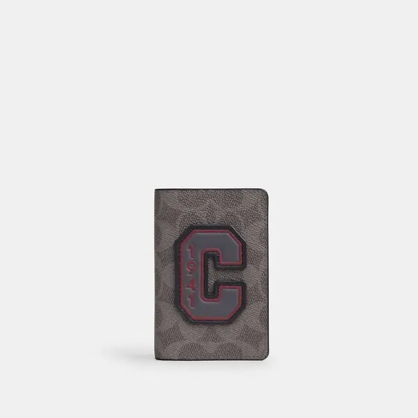 COACH OUTLET Id Card Wallet In Signature Canvas With Patches - Grey