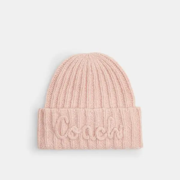 COACH OUTLET Script Knit Beanie - Pink