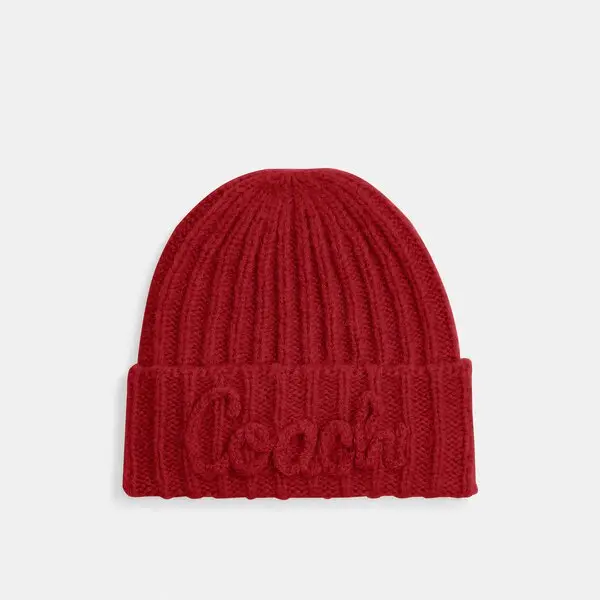 COACH OUTLET Script Knit Beanie - Red