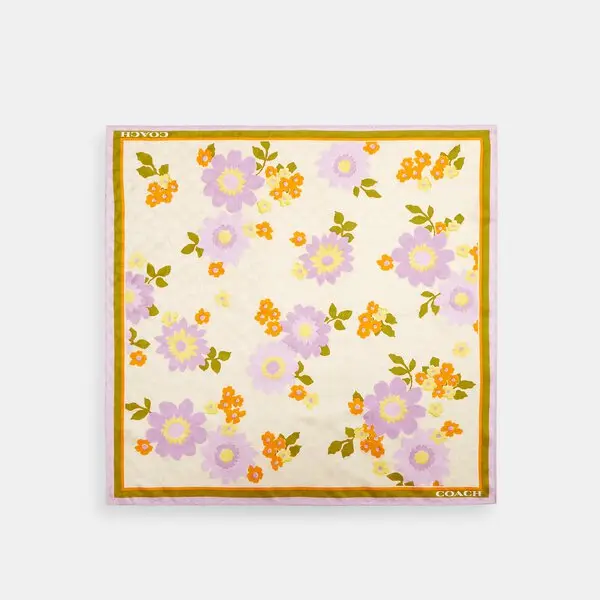 COACH OUTLET Signature Floral Print Silk Bandana - Sand Multi