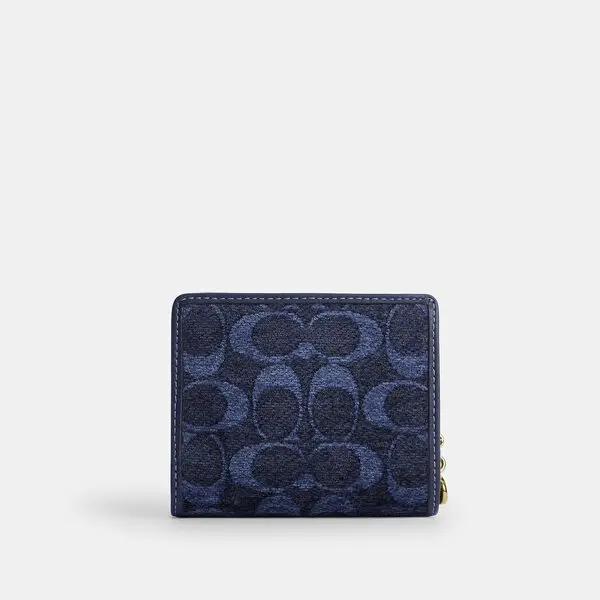 COACH OUTLET Snap Wallet In Signature Chenille - Gold/navy