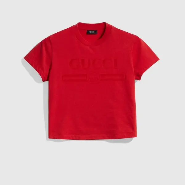 Gucci Cotton Jersey T-shirt With Devoré Print - Red