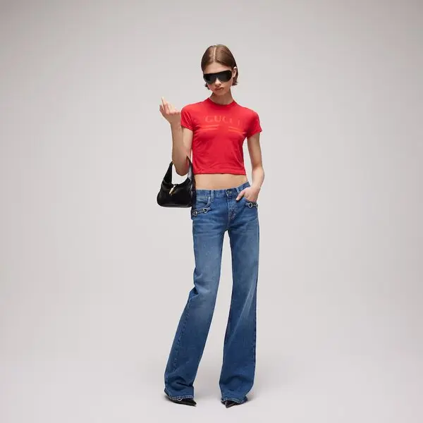 Gucci Cotton Jersey T-shirt With Devoré Print - Red