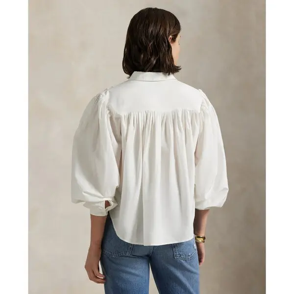 Ralph Lauren Pleated Cotton-silk Blouse - White
