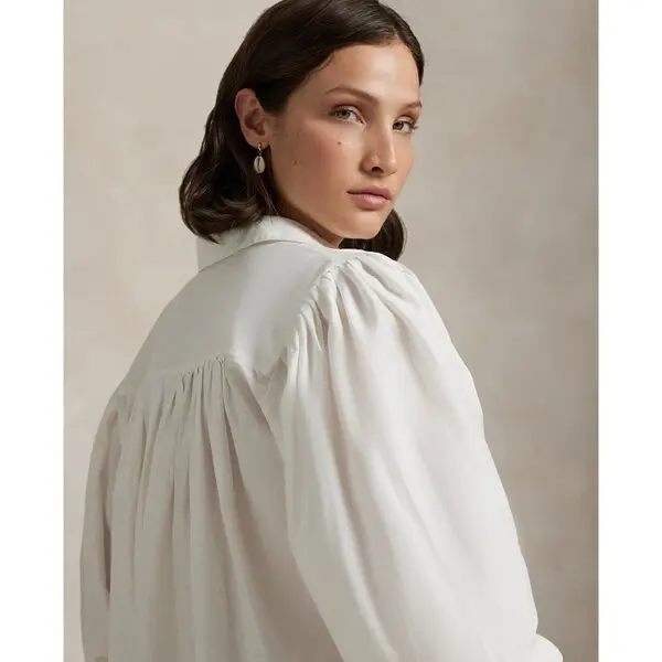 Ralph Lauren Pleated Cotton-silk Blouse - White