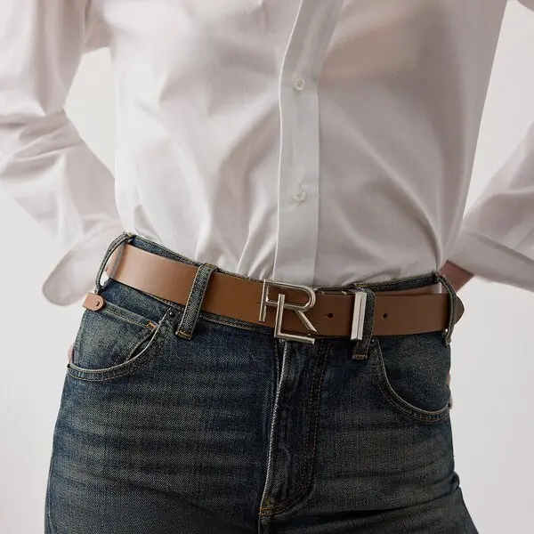 Ralph Lauren Rl Box Leather Belt - Rl Gold