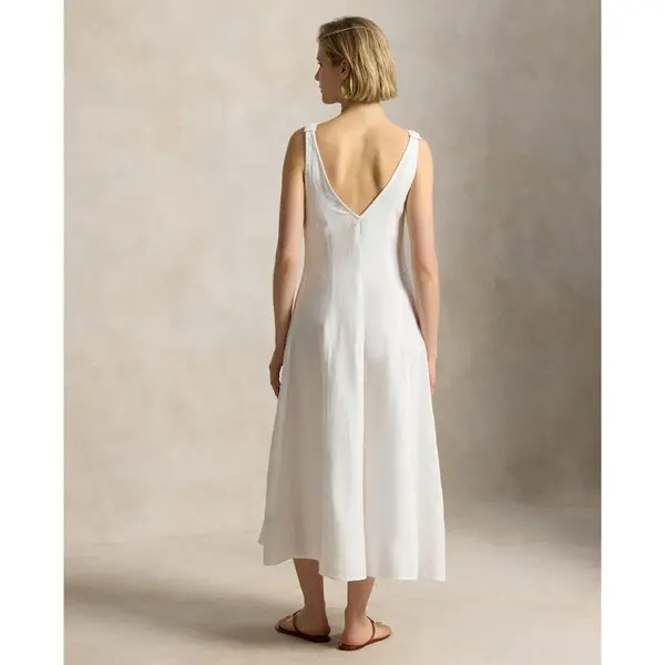 Ralph Lauren Crochet Trim Linen Dress