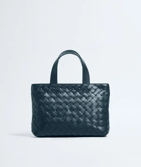 Bottega Veneta Mini Intrecciato Zipped Tote - Denim